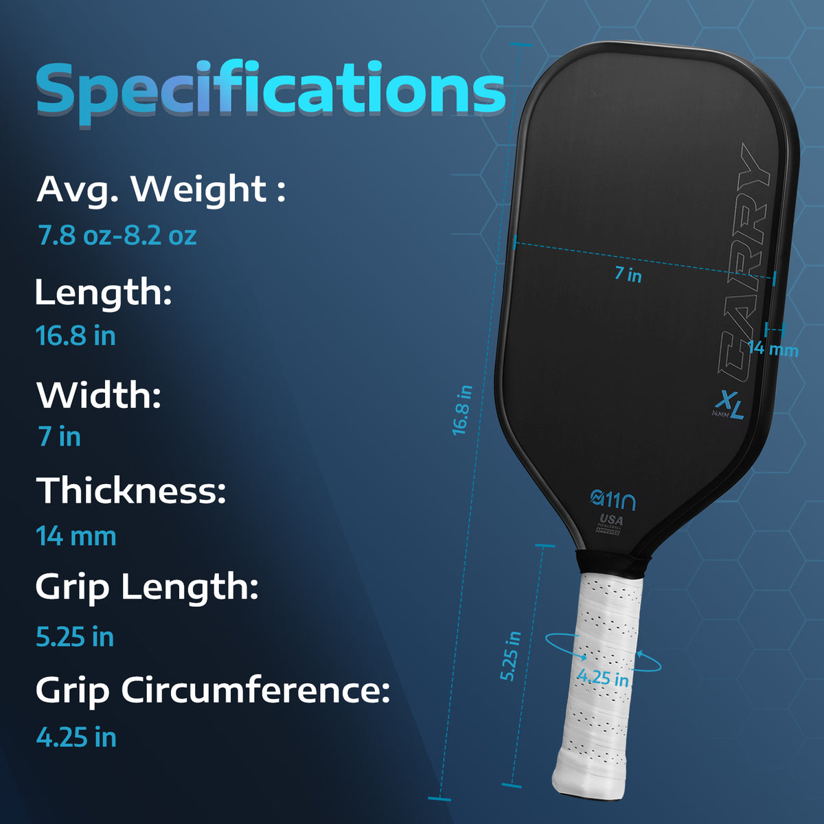 A11N Carry XL Raw Carbon Fiber Pickleball Paddle | A11N SPORTS