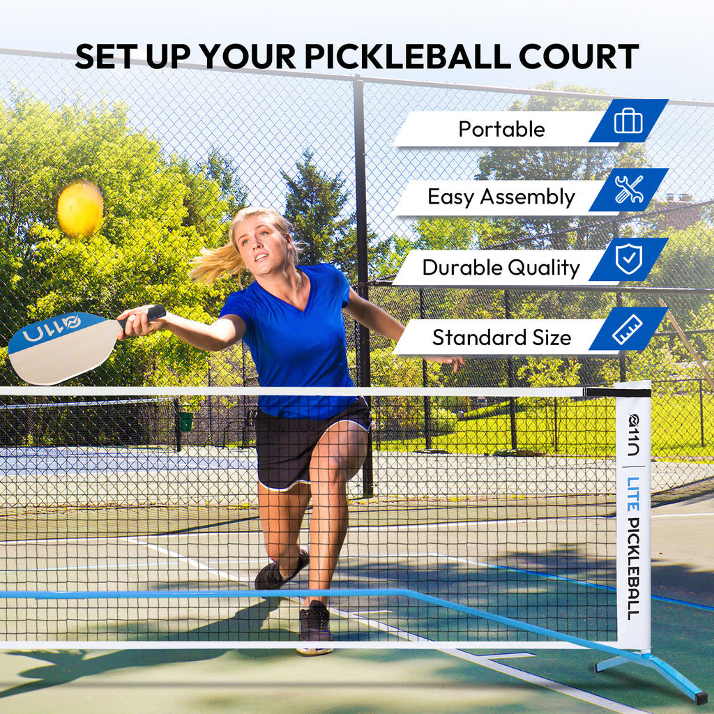 GS-22Lite Pickleball Game Set w/ Portable Net, Paddles & Balls, 22 FT