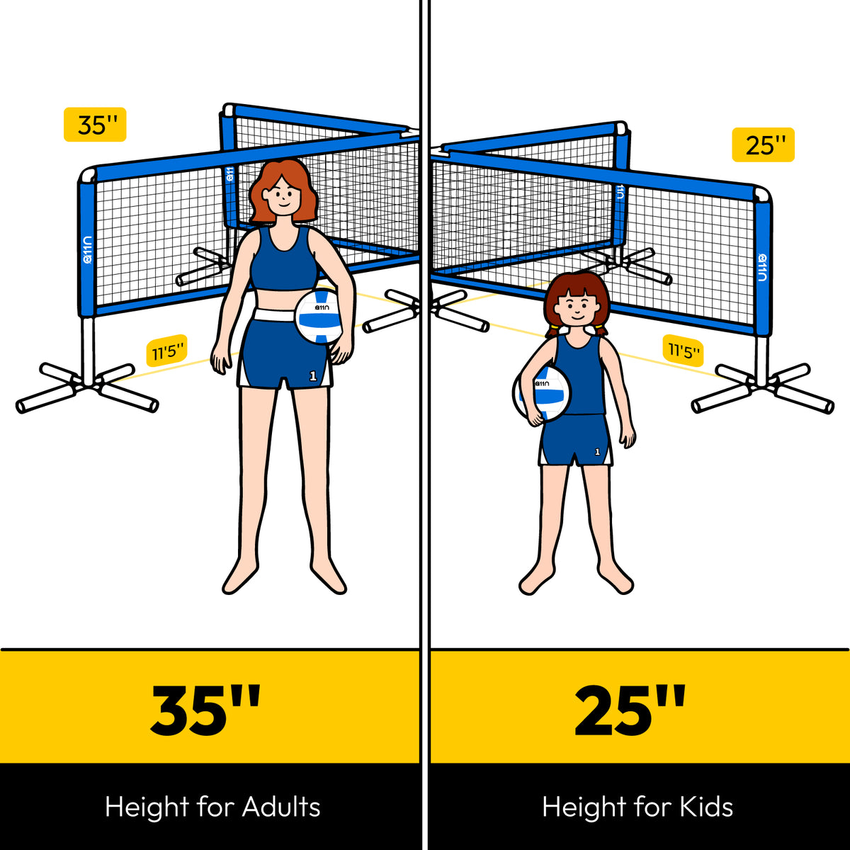A11N 11.4ft 4-Way Volleyball Pool Net | A11N SPORTS