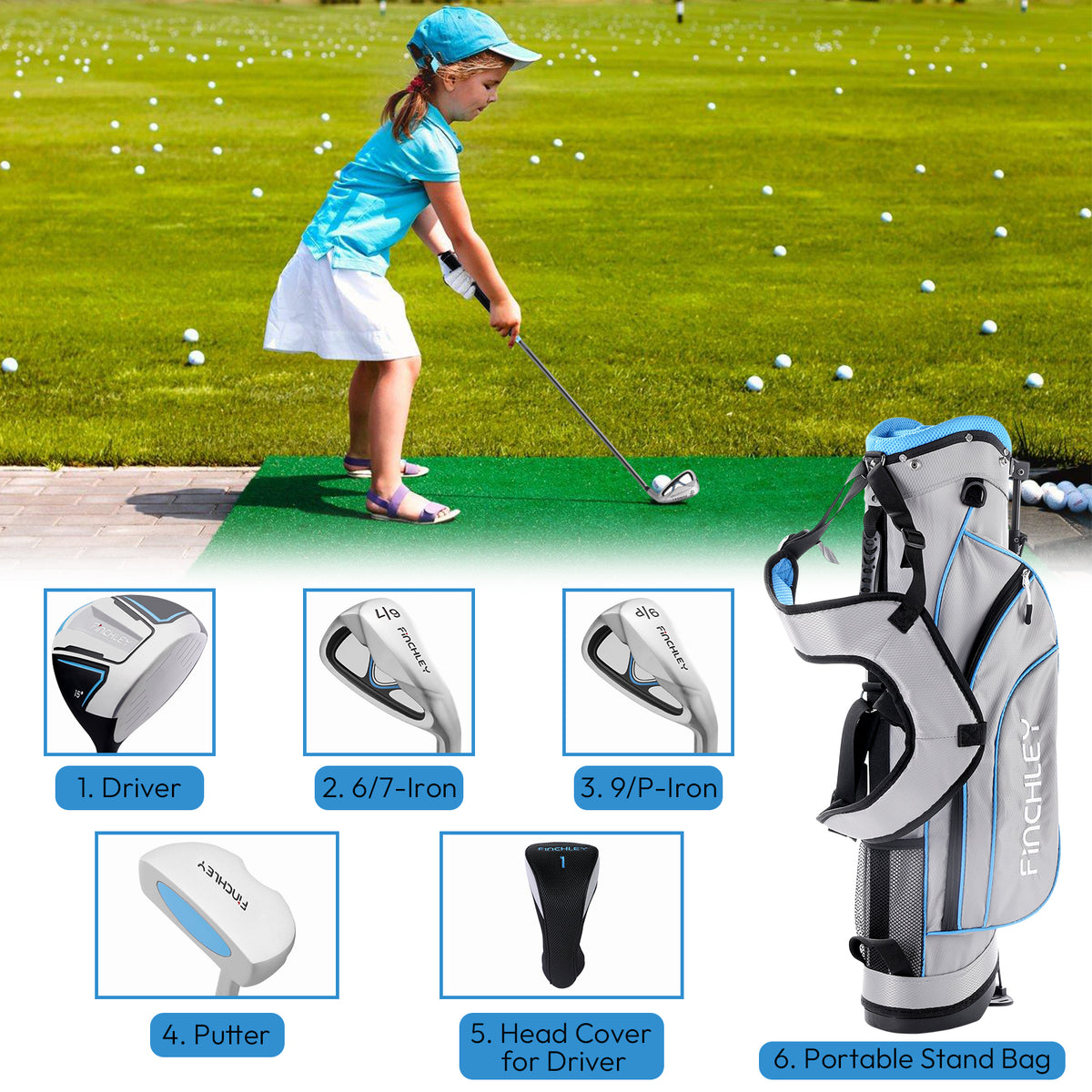 FINCHLEY Right-Handed 4-Piece Kids' Golf Set | A11N SPORTS